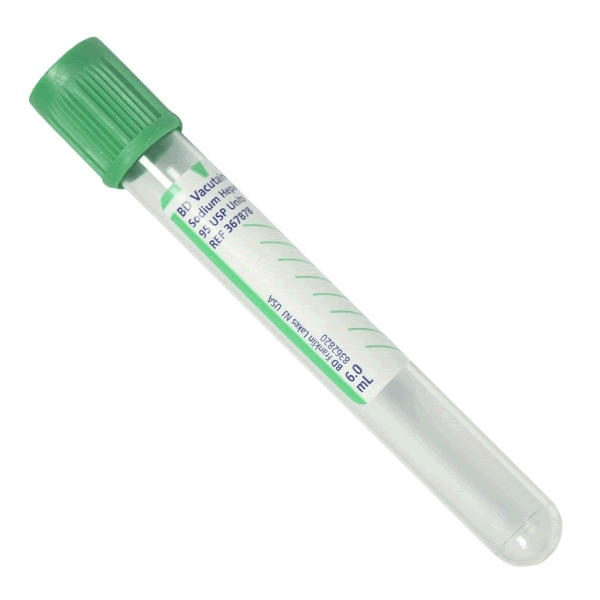 367878 TUBE VACUTAINER 6ML PLUS PLASMA ADDITIVE GREEN CLOSURE ( CS 1000 ...